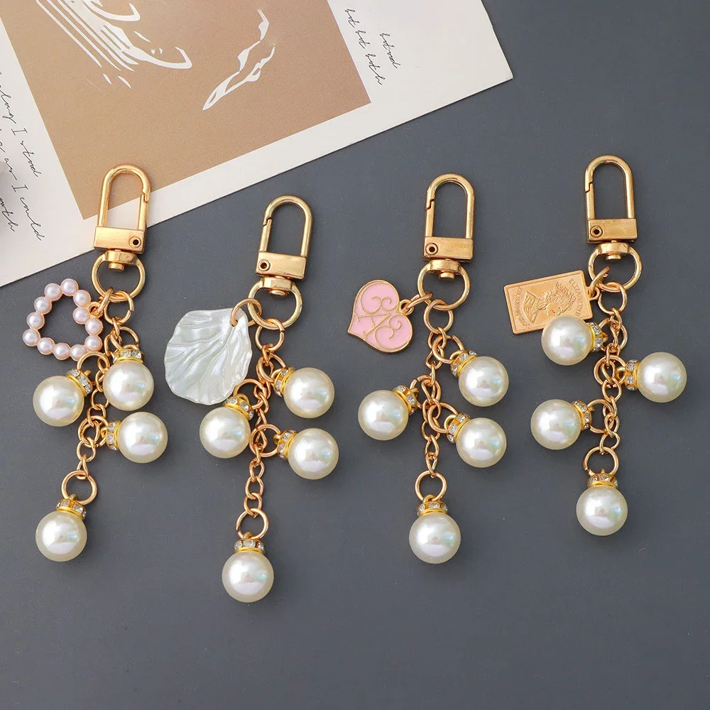 Creative-Pearl-Keychain-for-Women-Peach-Heart-Mobile-Phone-Bag-Pendant ...