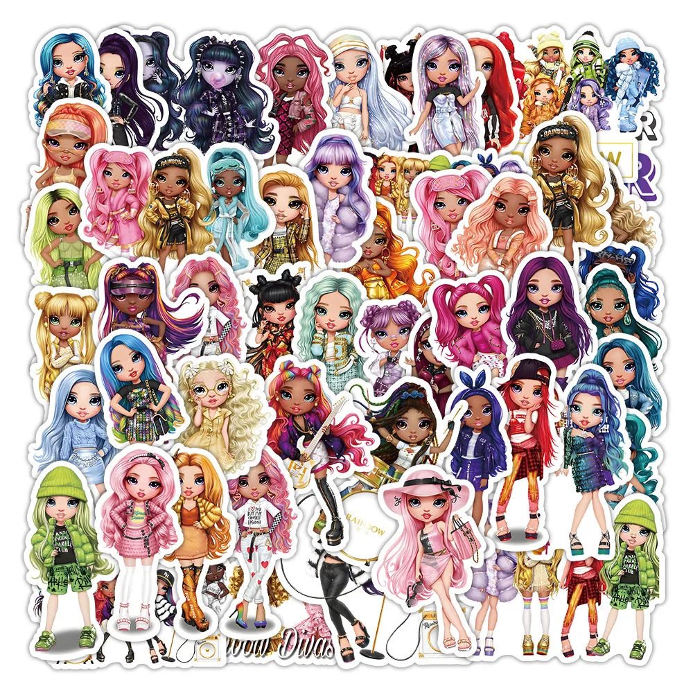 50Pcs-Cartoon-Rainbow-Doll-Stickers-Decals-for-Laptop-Luggage-Guitar ...