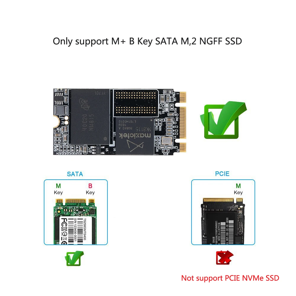 НОВЫЙ металлический корпус B+M Socket 2 адаптера M.2 NGFF (SATA) SSD на ...