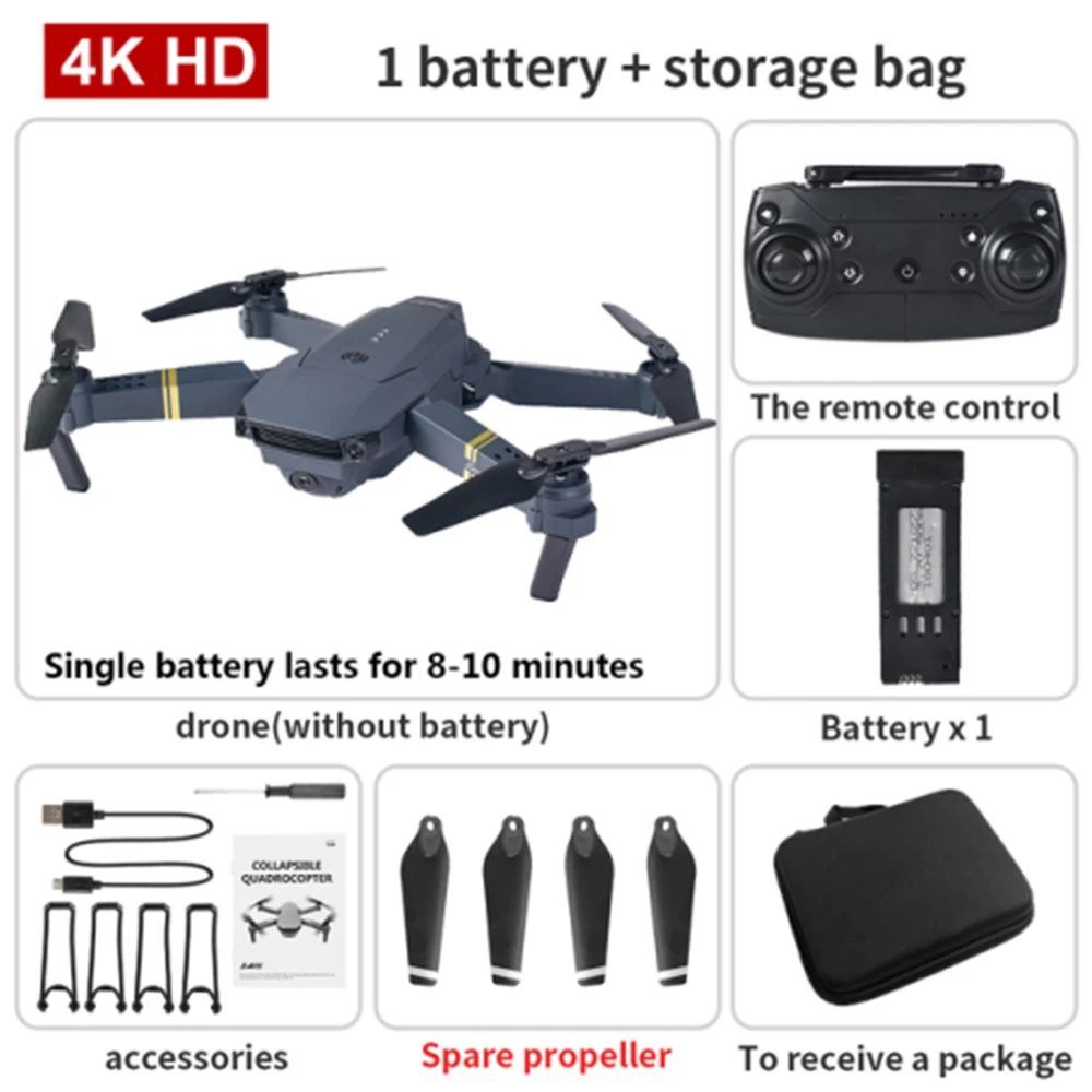 Dron plegable E525 E88, cuadricóptero con WIFI, FPV, gran angular, cámara HD 4K, retención de ...