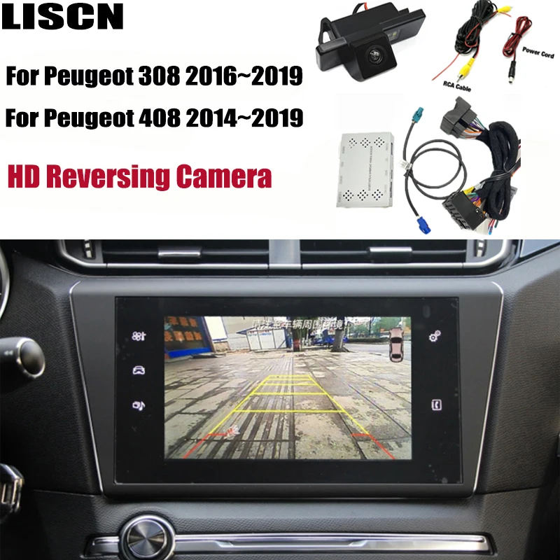 ย้อนกลับด้านหลังสำหรับ Peugeot 308 408 2014 2016 2017 2018 2019หน้าจอเดิมอินเทอร์เฟซที่จอดรถ ...