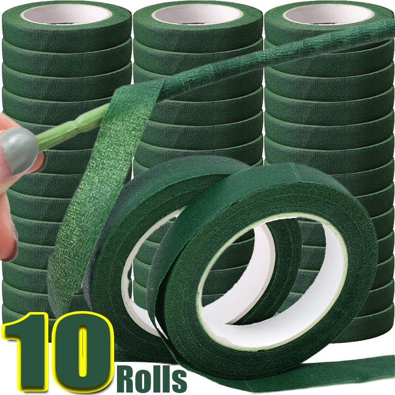 10-1Rolls-Green-Bouquet-Floral-Tapes-Self-adhesive-Stamen-Wrapping ...