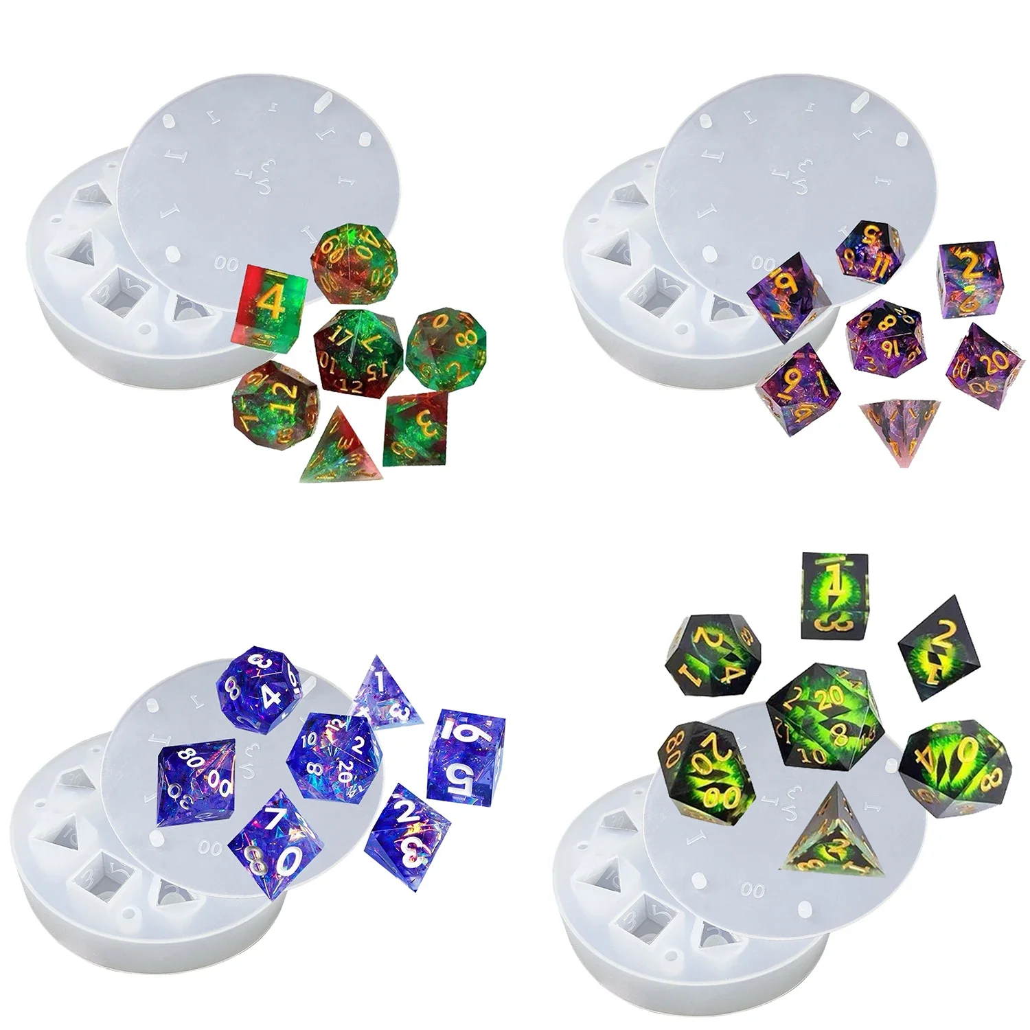 DIY Polyhedron Dice 7 Piece Board Game Crystal Epoxy Hexagonal Dice ...