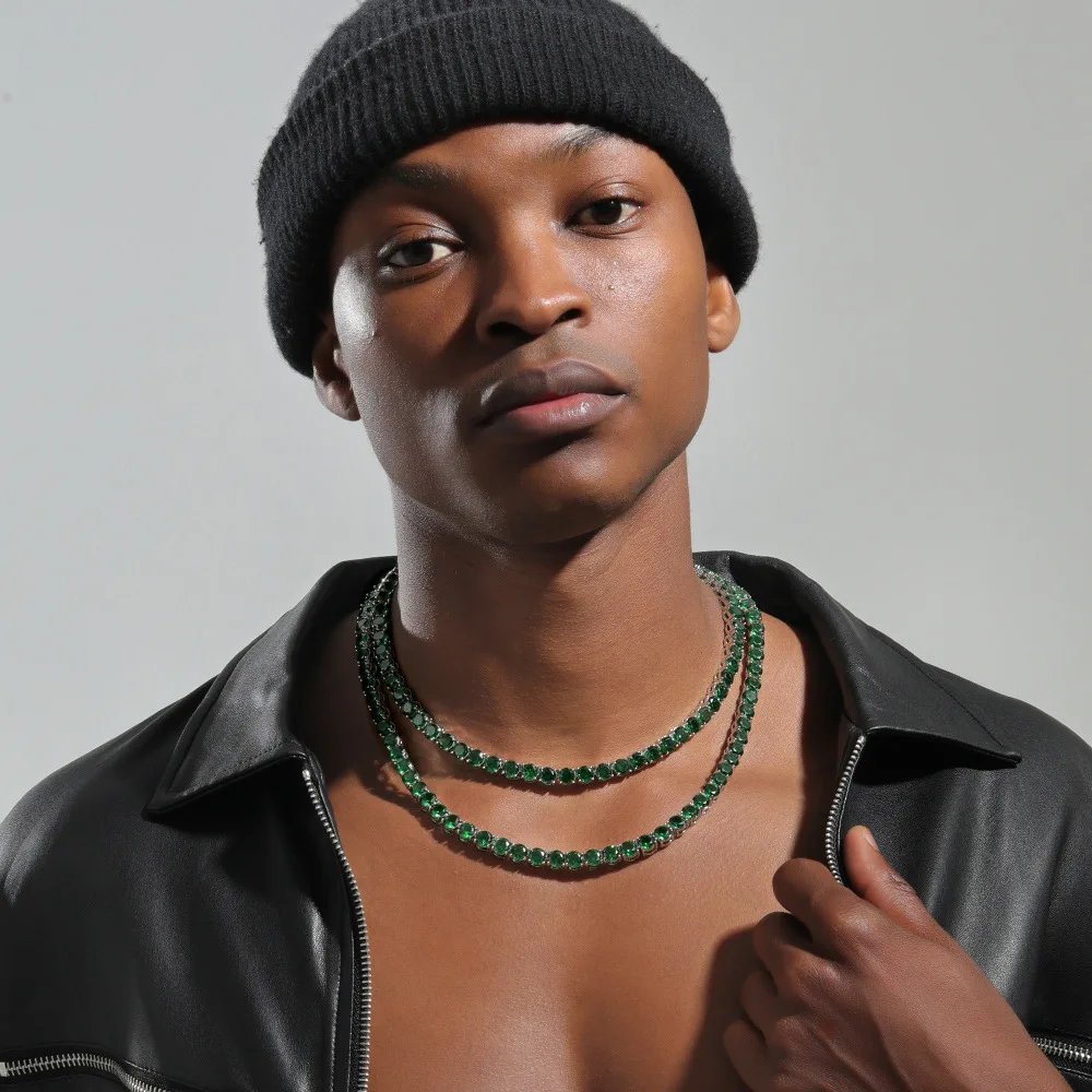 High-Quality-Emerald-Zircon-Cuban-Necklace-For-Men-Hip-Hop-Tennis-Chain ...