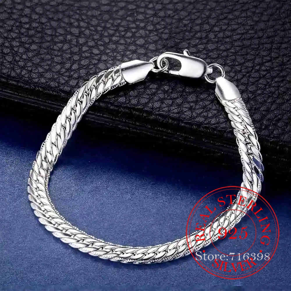 925 Sterling Silver Bracelet 5MM 18CM/20CM Braided Pattern For Women ...