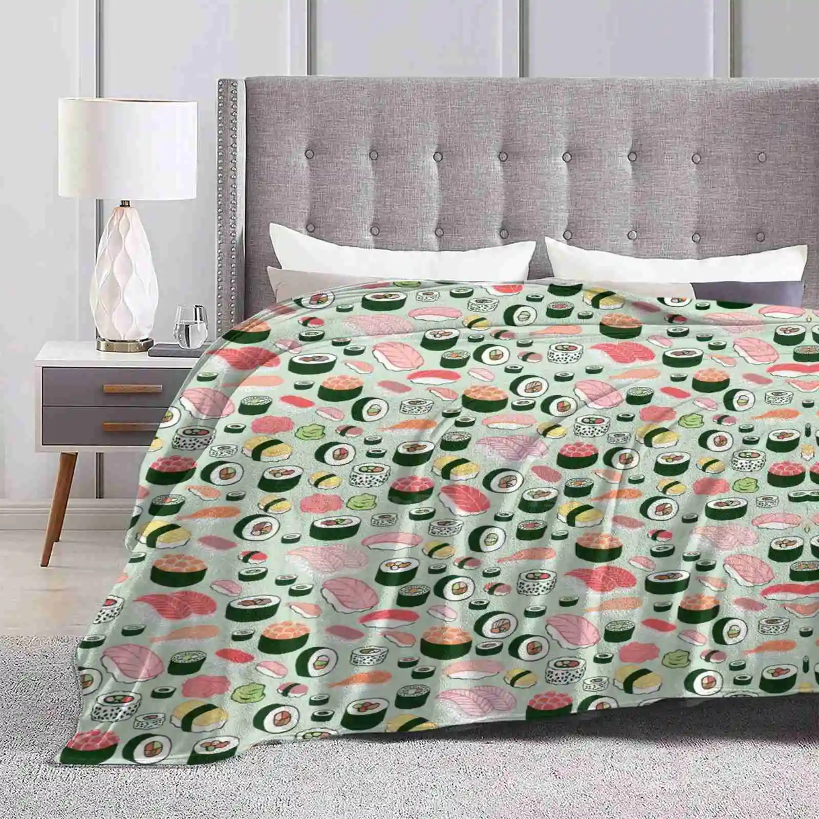Sushi-Forever-New-Print-Novelty-Fashion-Soft-Warm-Blanket-Sushi-Mint ...