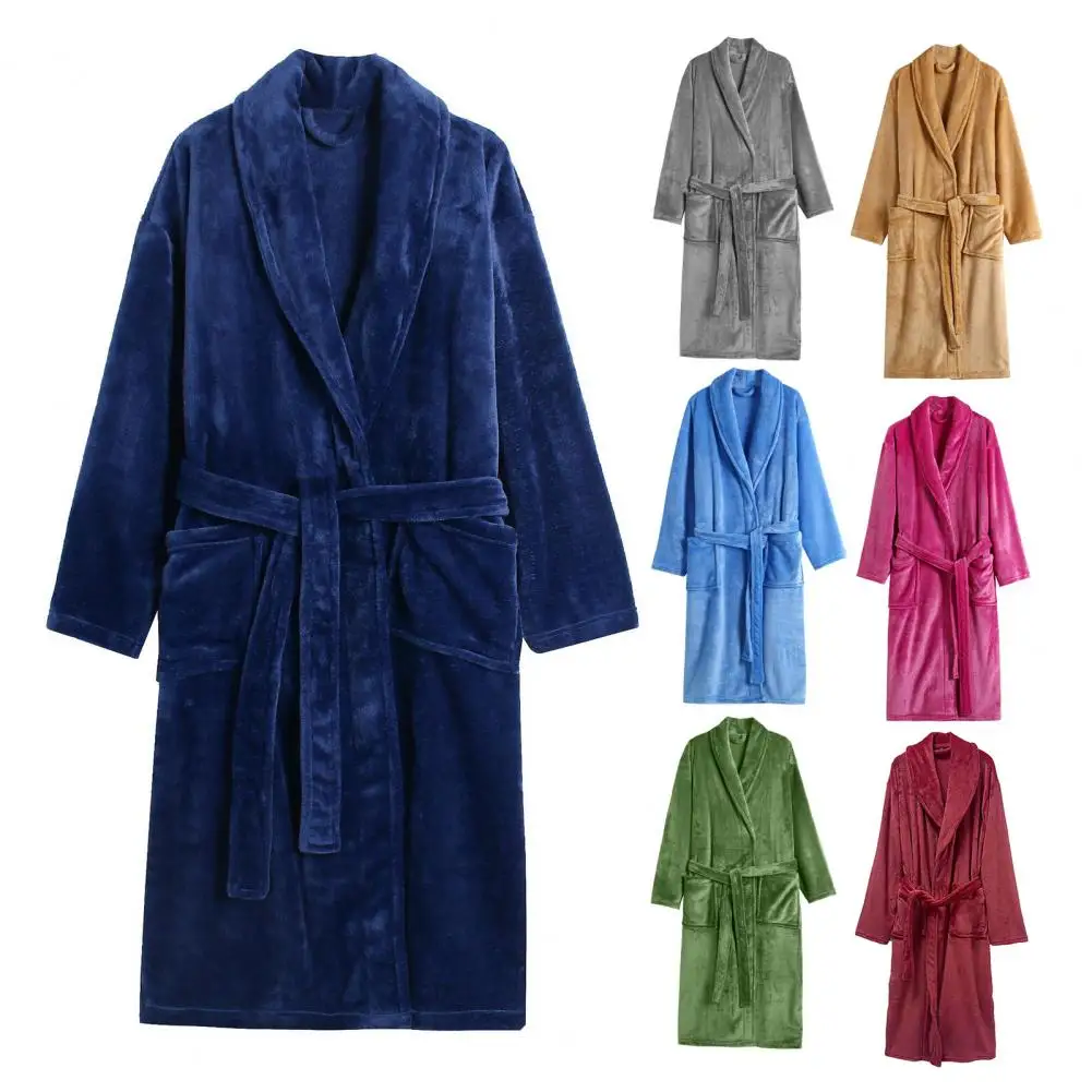 Women's Solid Color Lapel Bathrobe Autumn And Winter Models Facecloth ...