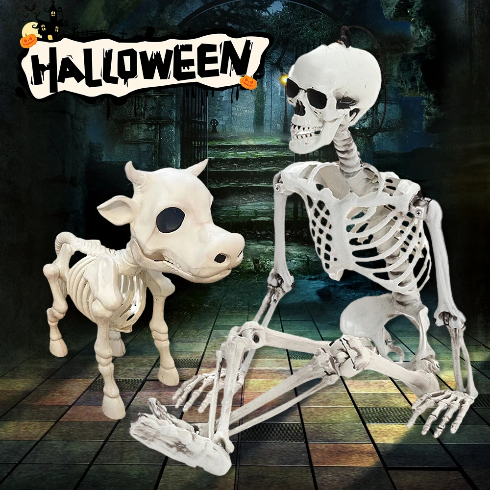 90CM Full Life Size Skeleton Fake Human Skull Bones Halloween ...