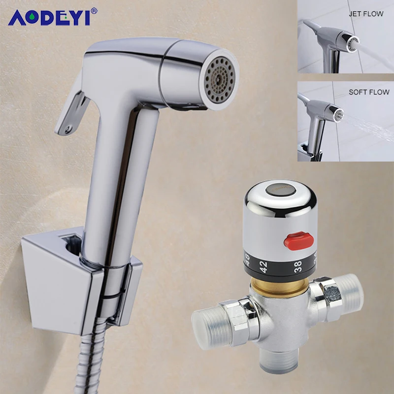 Thermostatic-Bidet-Mixer-Valve-Hand-Held-Spray-Shower-Set-Shattaf-Two ...