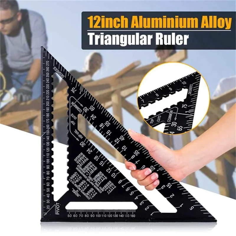 7/12 Inch High Precision Aluminum Alloy Triangle Ruler Protractor Line ...