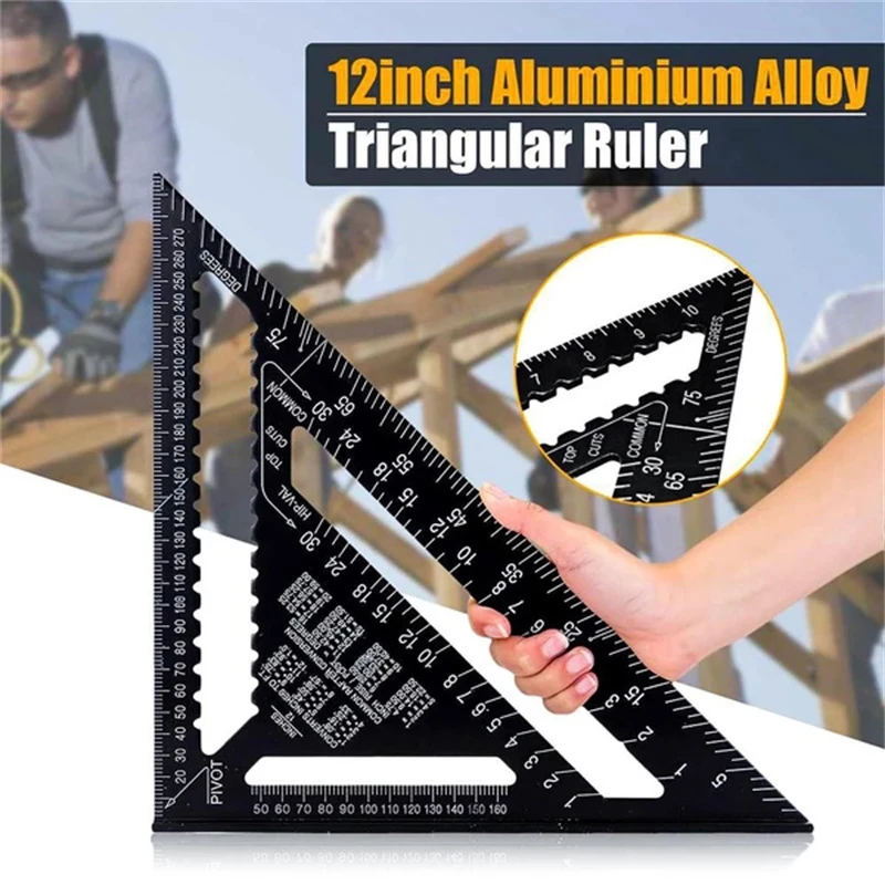 7/12 Inch High Precision Aluminum Alloy Triangle Ruler Protractor Line ...