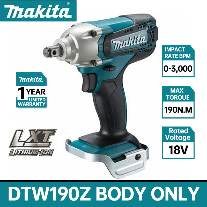 Makita DTW190 무선 임팩트 렌치 18V LXT 190 Nm 토크 전문 수리 도구 전동 공구 충전식 전기 렌치 ...