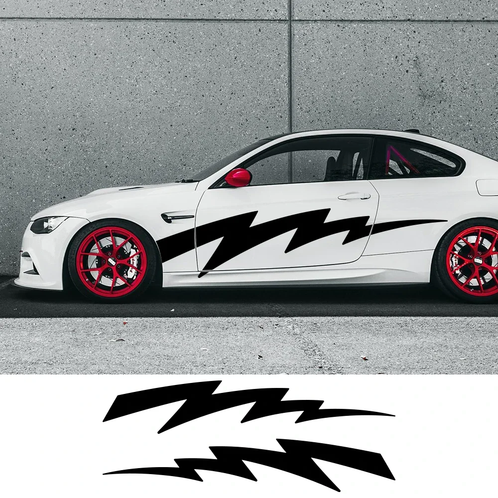 Universal Car Door Side Stickers Lightning Bolt Stripes Styling Vinyl ...