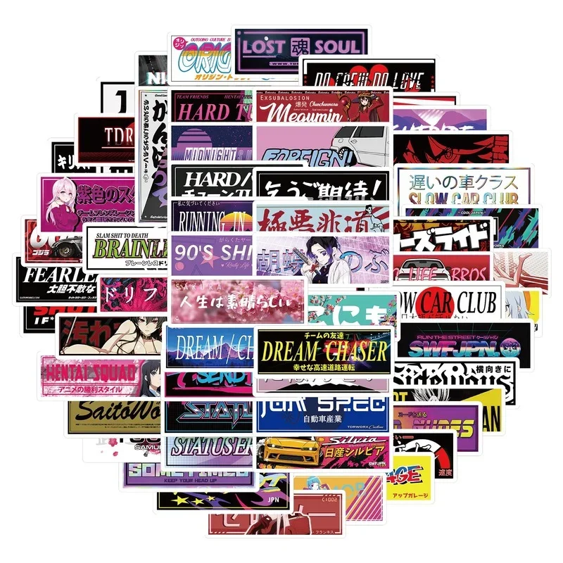 66PCS-JDM-Modification-Sticker-Japan-Racing-Style-Kawaii-Decal-Sticker ...