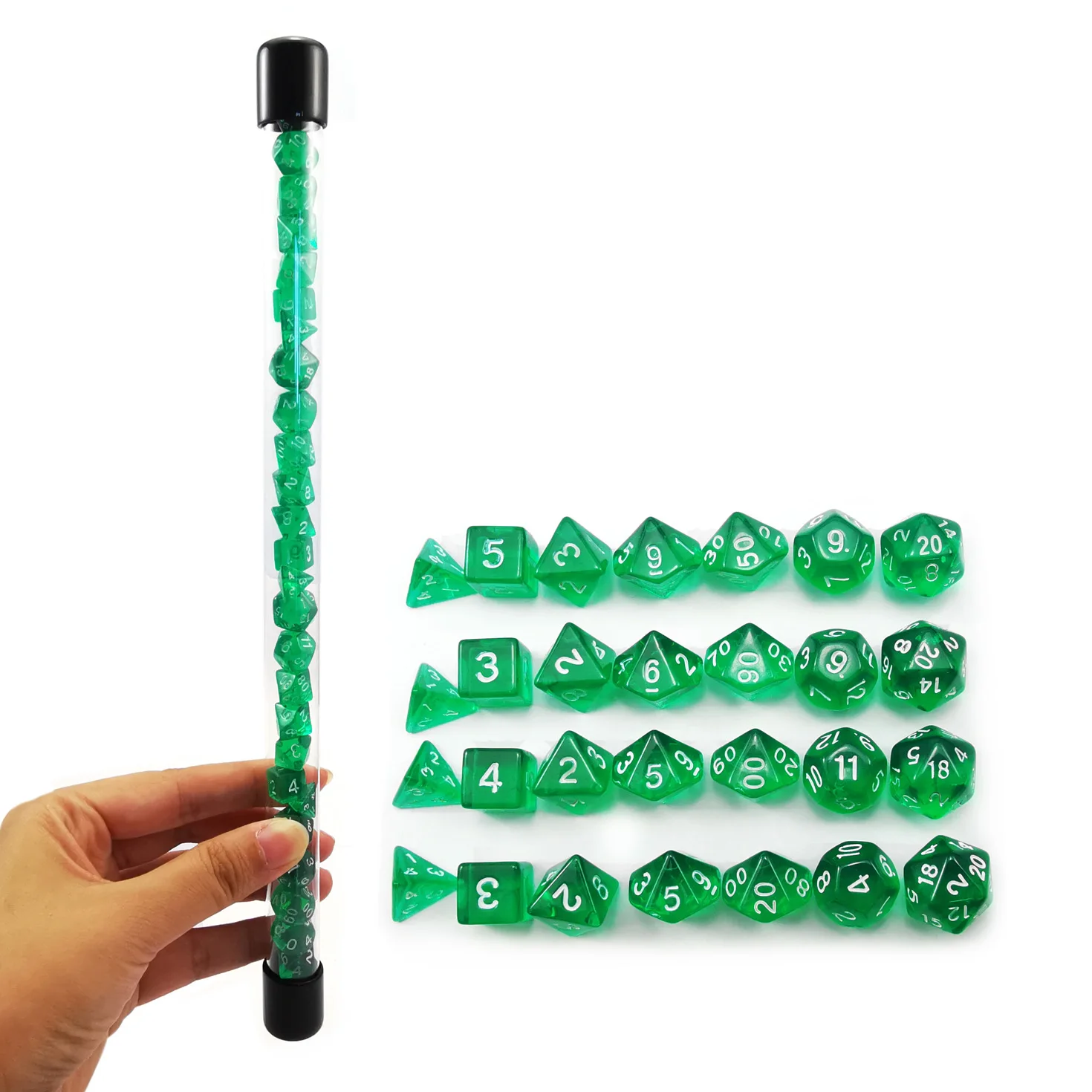 Bescon-28pcs-Translucent-Green-Mini-Polyhedral-Dice-Set-in-Tube-Mini ...