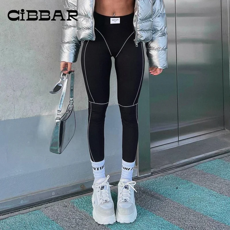 Cibbar 여성용 요가 레깅스 피트니스 운동 패션 펜슬 바지 푸시 업 조깅 바이커 패치워크 하이 웨이스트 카프리