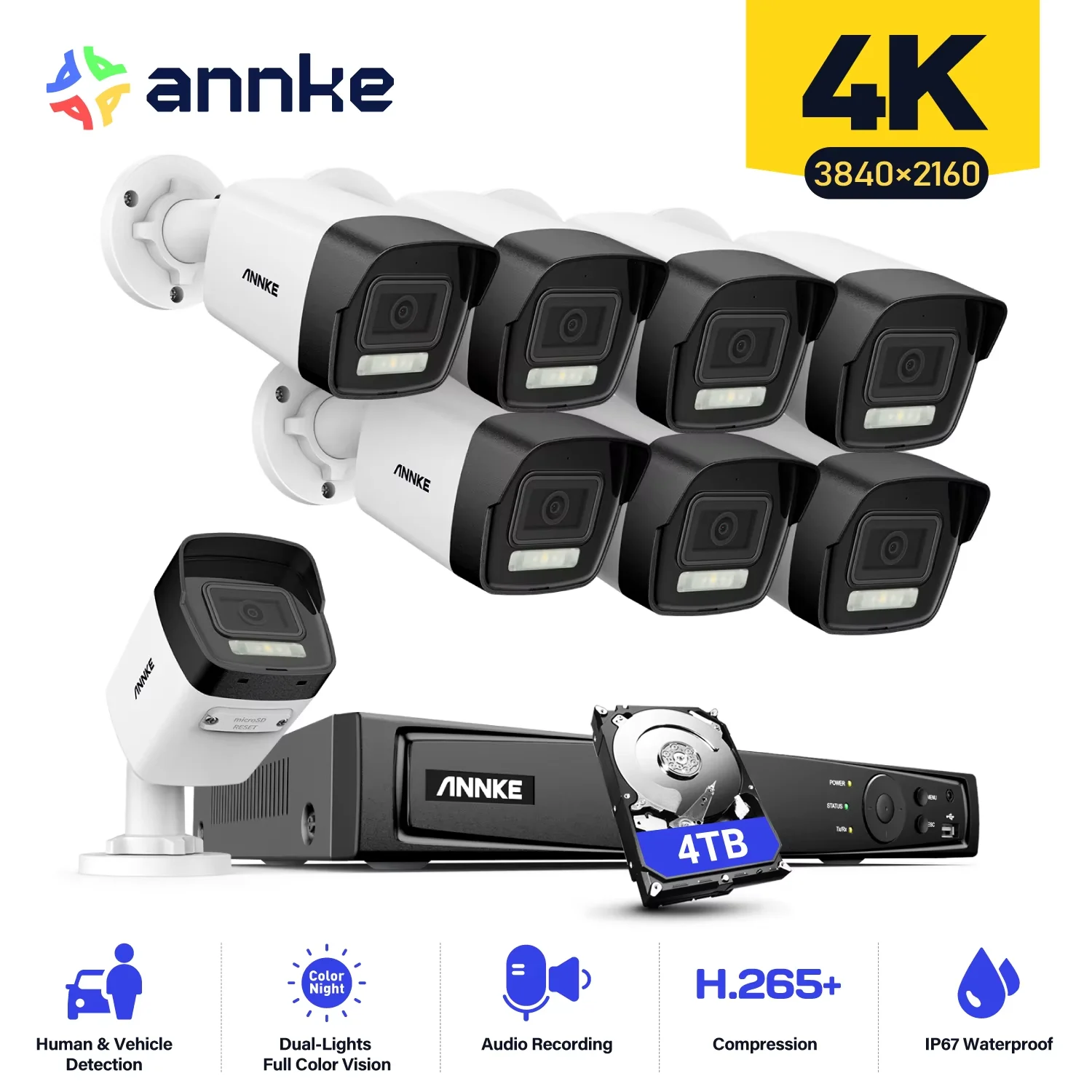 ANNKE 8CH 8MP Ultra HD PoE Network Video Security System 4K H.265 ...