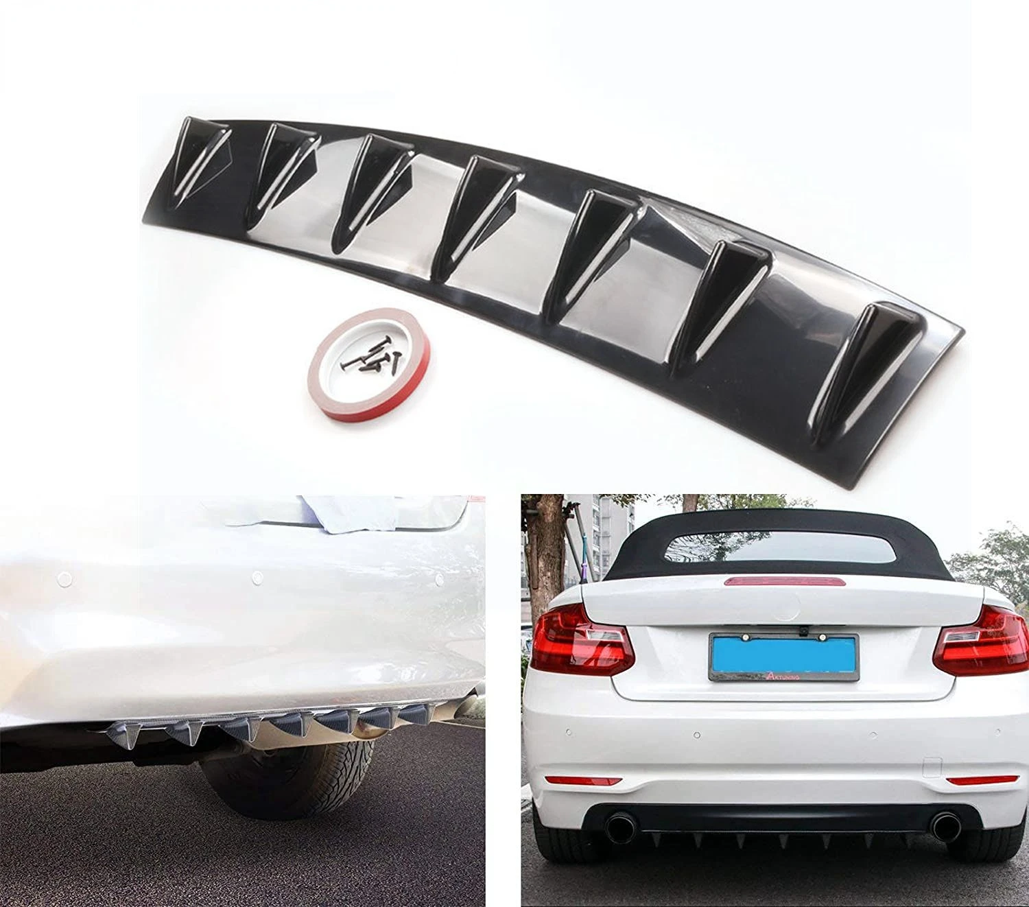 Universal Rear Bumper Lower Lip Diffuser Auto Car Chassis Spoiler Shark ...