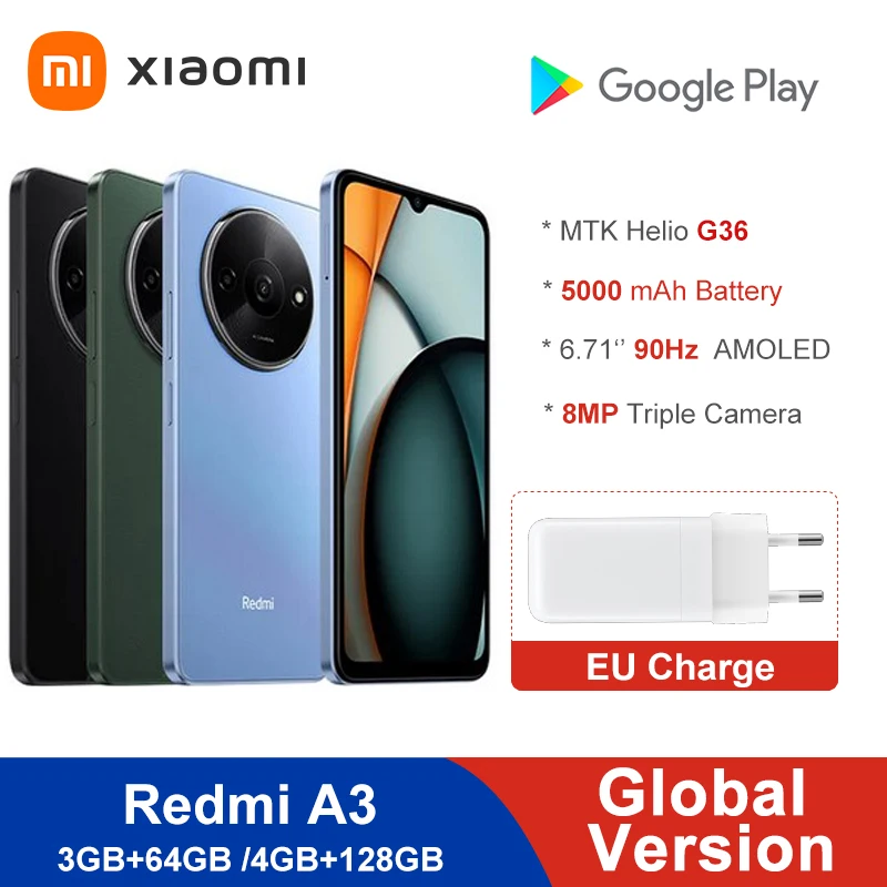 Global-Version-Xiaomi-Redmi-A3-4GB128GB-3GB-64GB-Side-Fingerprint ...