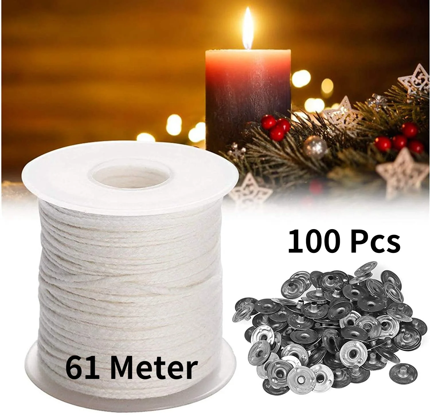 DIY Wax Core 61 M Long Cotton Woven Candle Lamp Wick Candle Accessories ...