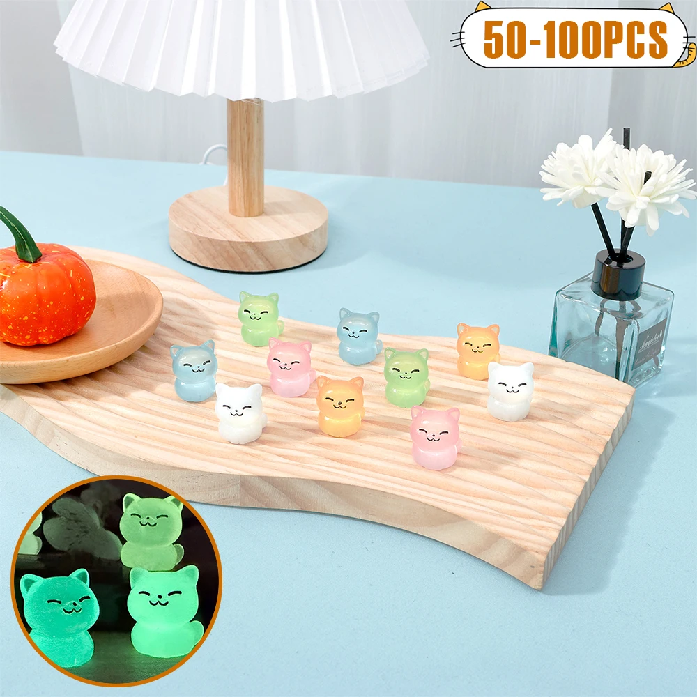 50-100Pcs-Luminous-Mini-Resin-Cat-Cute-Cat-Figures-Glow-in-The-Dark ...
