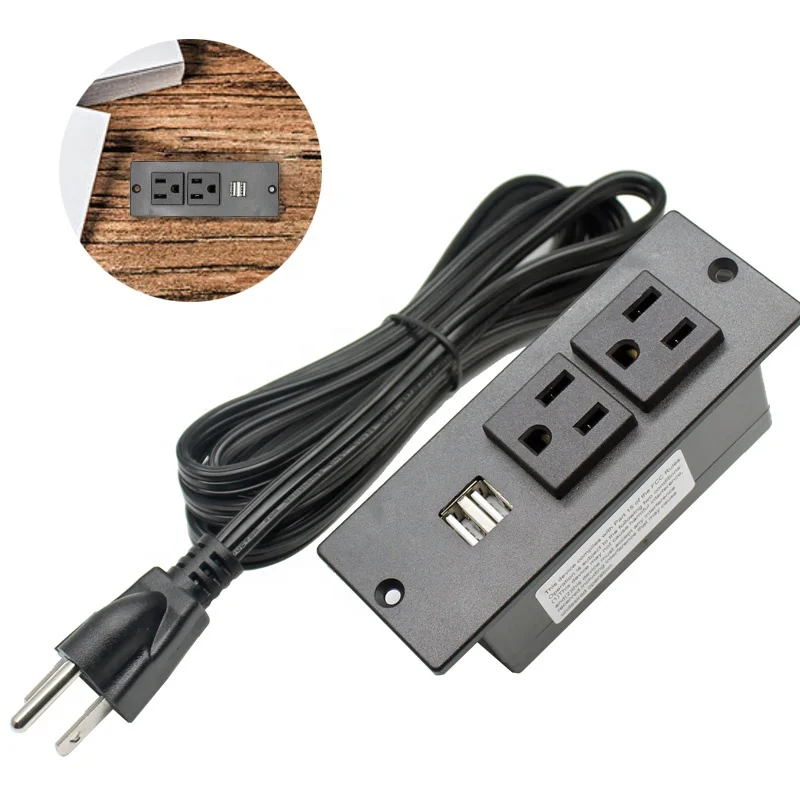 Desk table 2-OUTLETS RECESSED MOUNTED SOCKETWITH 2 USB 1a 2a PORTS SPT2 ...