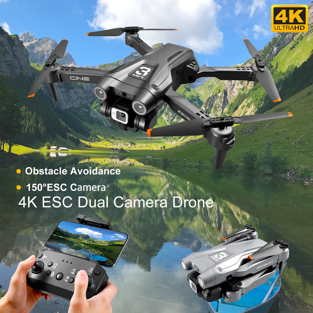 Drone-4K-HD-Professional-ESC-Dual-Camera-Optical-Flow-Localization-FPV ...