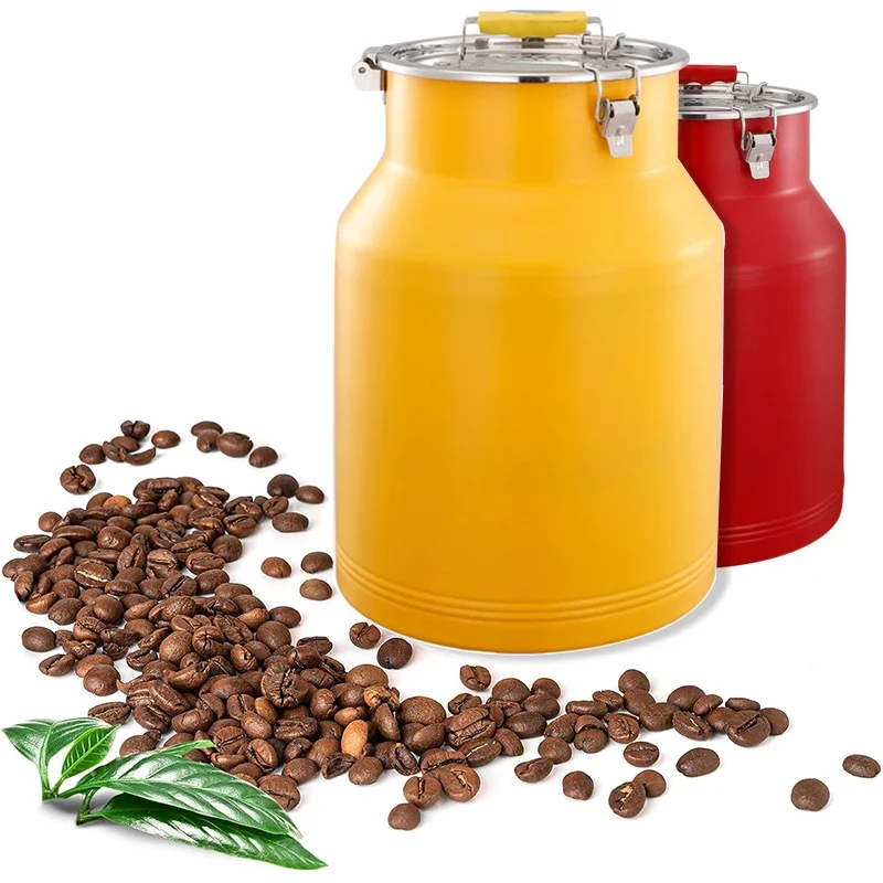 5L Super Large Stainless Steel Coffee Tin Airtight Lid Preserves ...