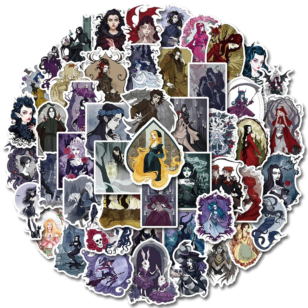 10/30/50/100pcs Gothic Cool Black Fairy Tale Princess Stickers ...
