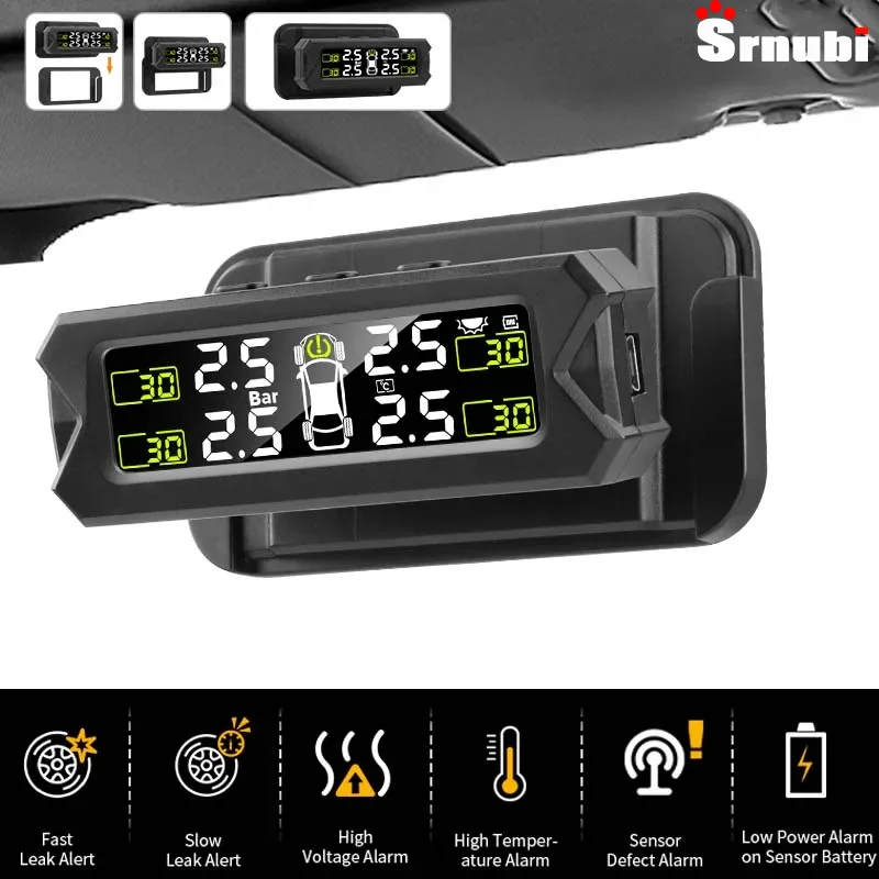 Car-TPMS-Tire-Pressure-Monitoring-System-Smart-Alarm-Tyre-Sensor-Solar ...