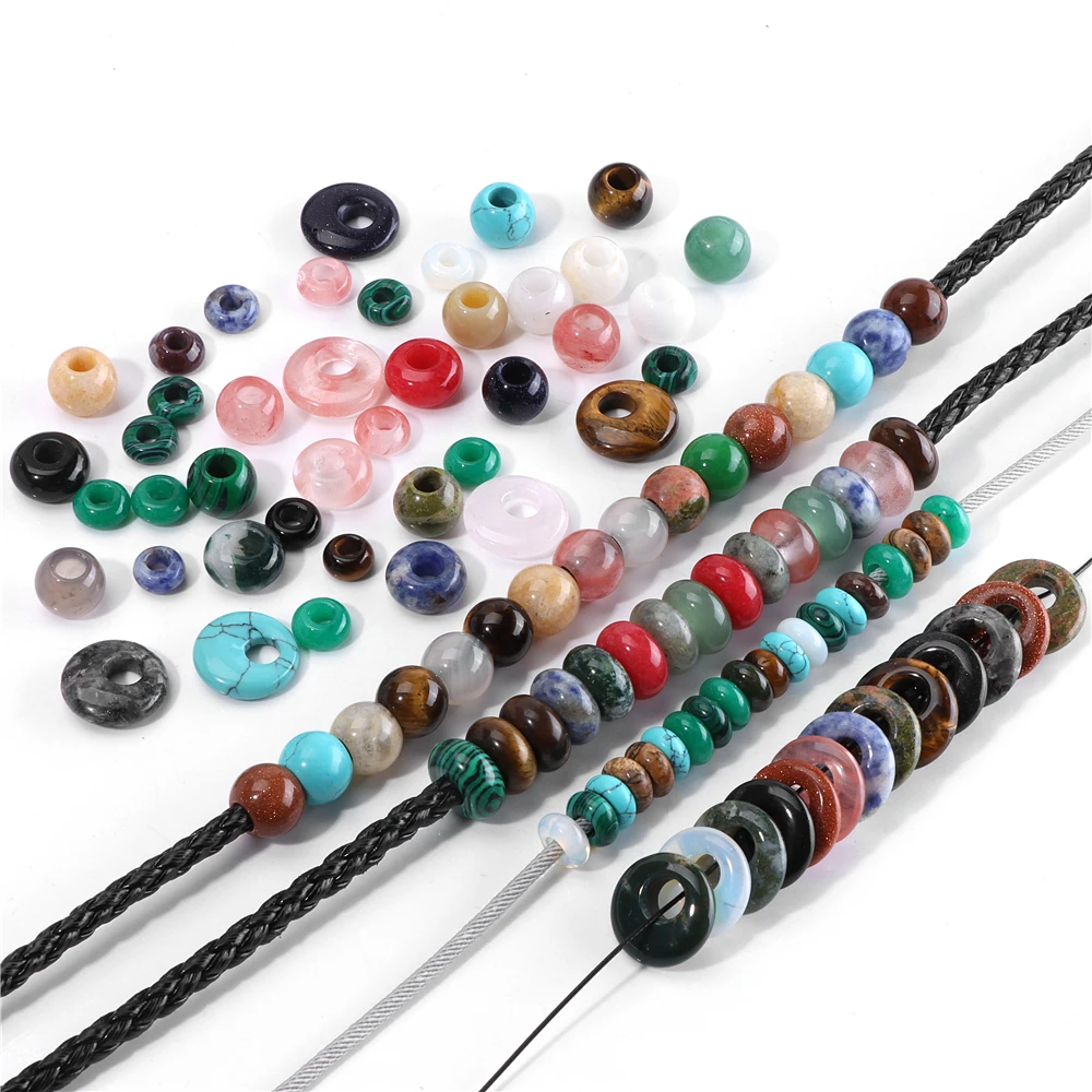 New In Natutal Stone Big Hole Beads Large Hole Abacus Shape Gems ...