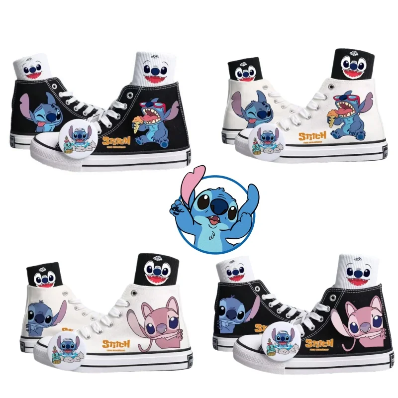 T-nis-de-lona-stitch-disney-com-meias-t-nis-estudantil-kawaii-fino-de ...