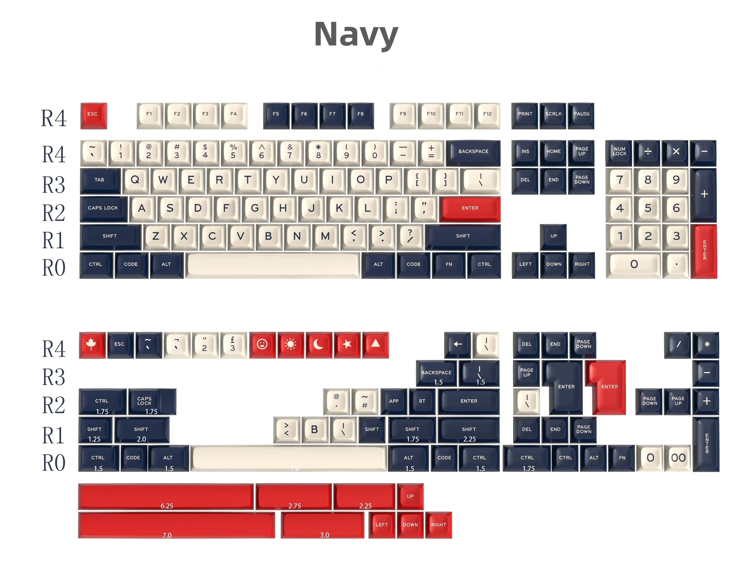 173-Keys-set-Daye-Navy-Keycaps-ABS-Double-Shot-Blue-Red-Key-Caps-SA ...