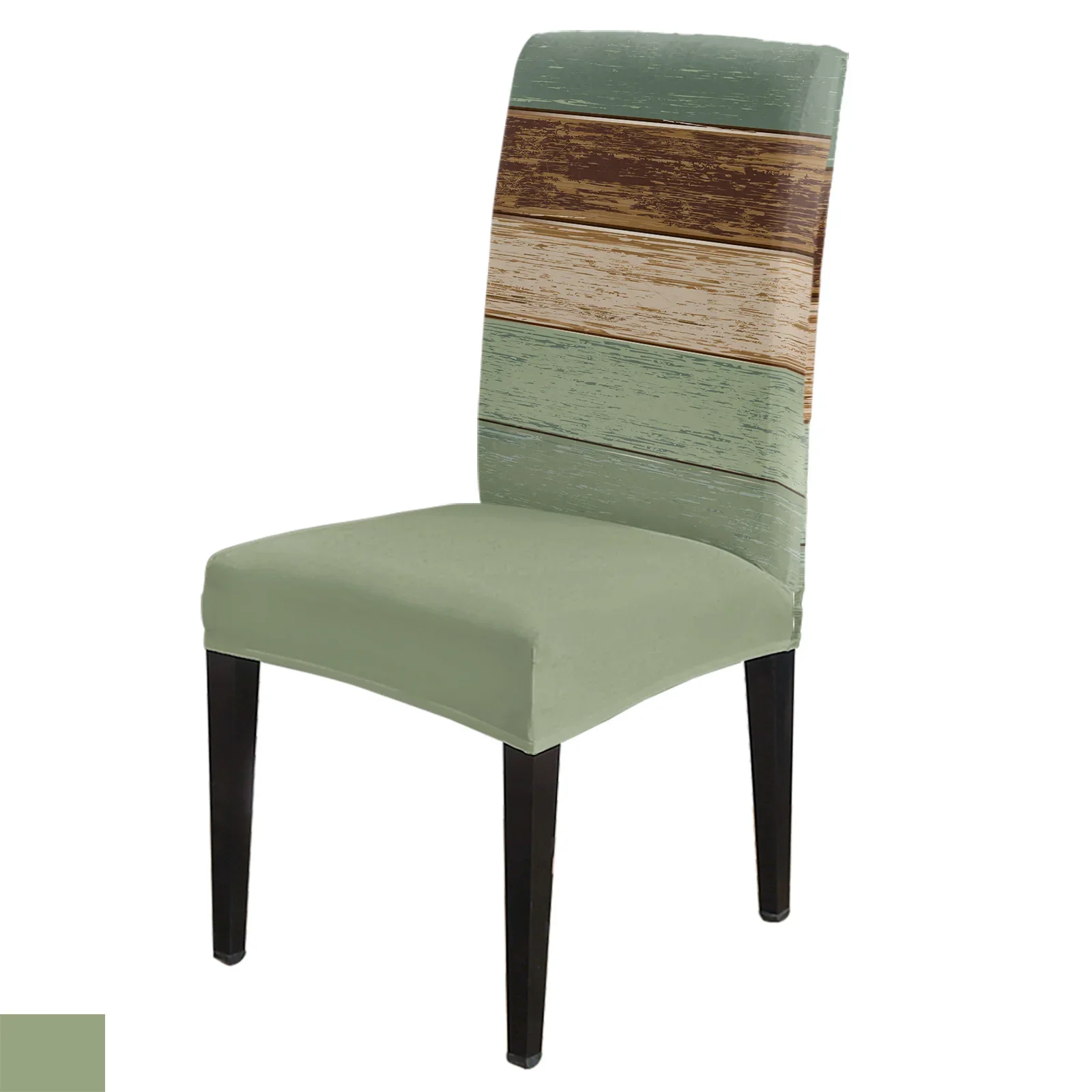 Wood-Grain-Retro-Sage-Green-Dining-Chair-Cover-4-6-8PCS-Spandex-Elastic ...