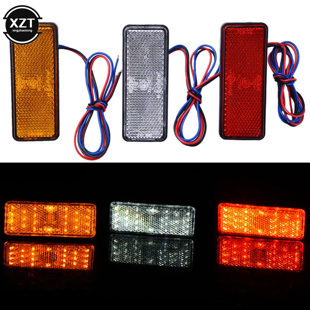 New 12v Red White Amber Led Reflector Rear Tail Brake Stop Warning Side ...