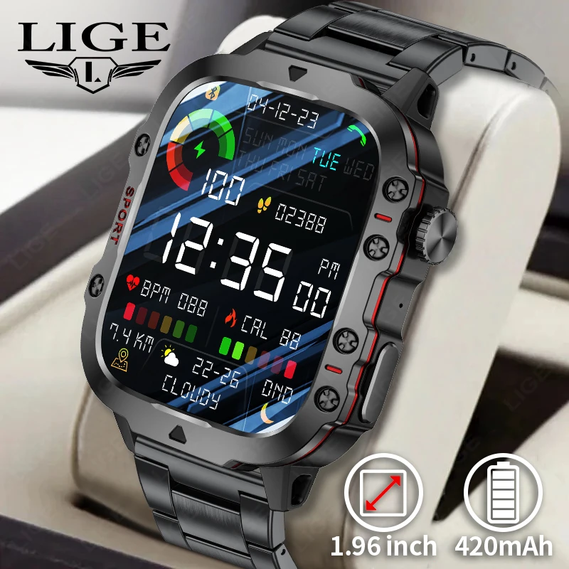 LIGE-2024-SOS-Bluetooth-Call-Smartwatch-3ATM-Waterproof-Military ...