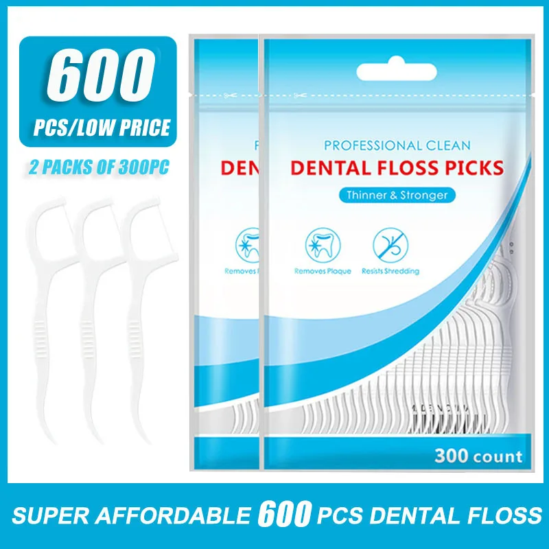 600-PCS-Floss-Family-Pack-Ultra-fine-Toothpick-Disposable-Flat-Floss ...