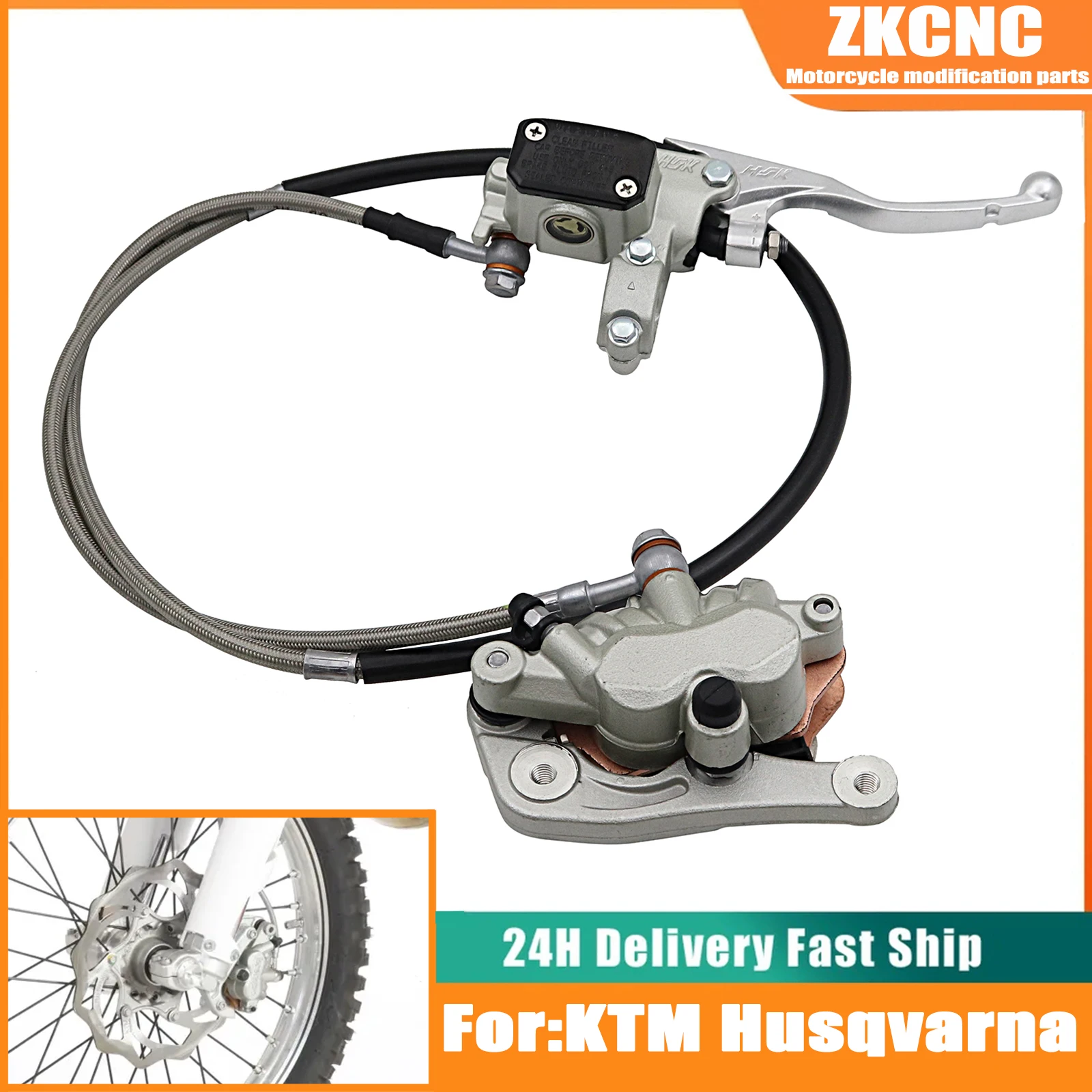 Motorcycle-Front-Brake-Pump-Assembly-Caliper-Master-Cylinder-Oil-Hose ...