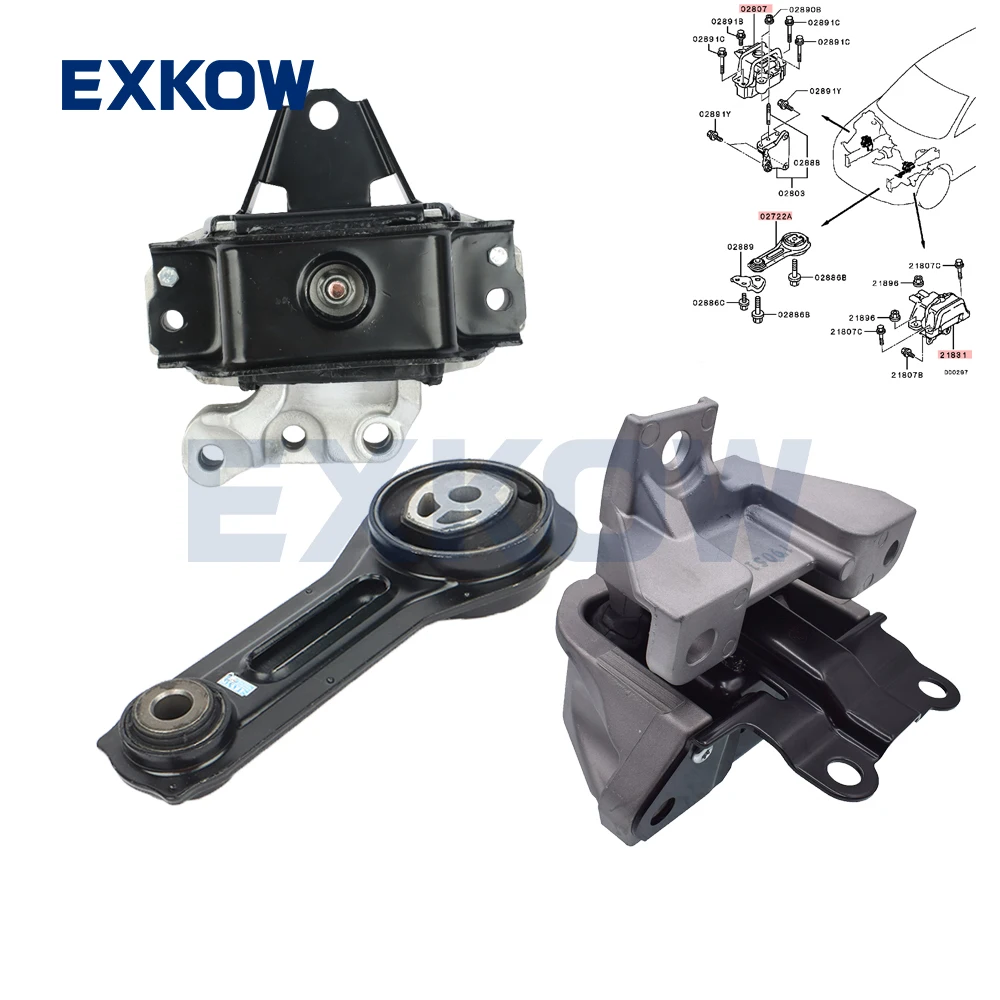3PCS Engine Mounting T/M Body Side Bracket Roll Stopper Rod for ...