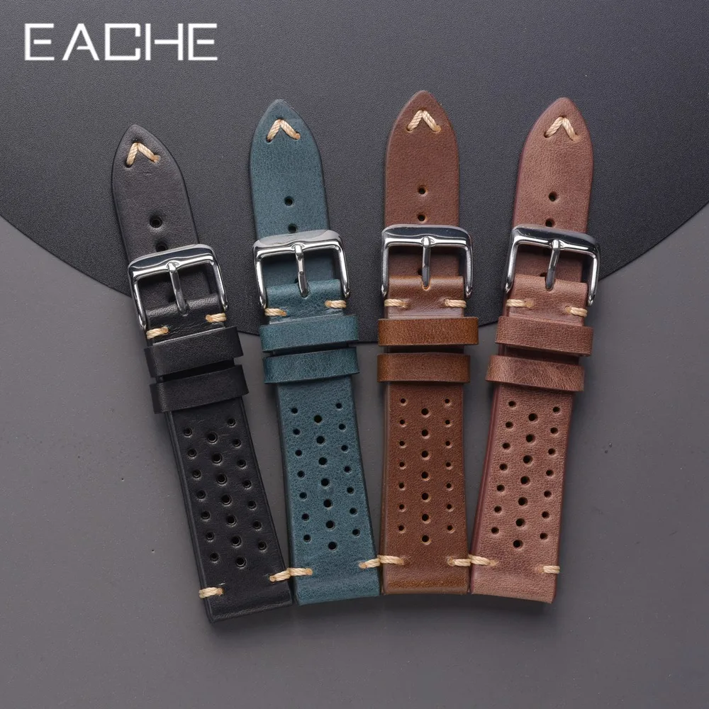 Watchband Leather Holes 22mm | Racing Leather Watch Strap | Leather ...