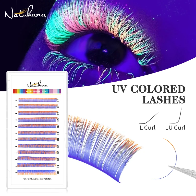 NATUHANA-Fluorescent-Eyelash-Extension-Colorful-UV-Neon-Eyelash ...