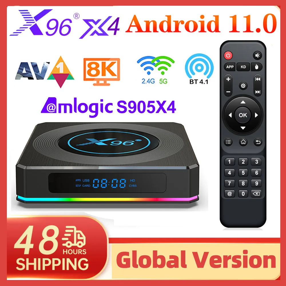 X96 X4 Smart TV Box Android 11 Amlogic S905X4 RGB Light 4G 64GB Support AV1 8K Dual Wifi BT4.1 ...