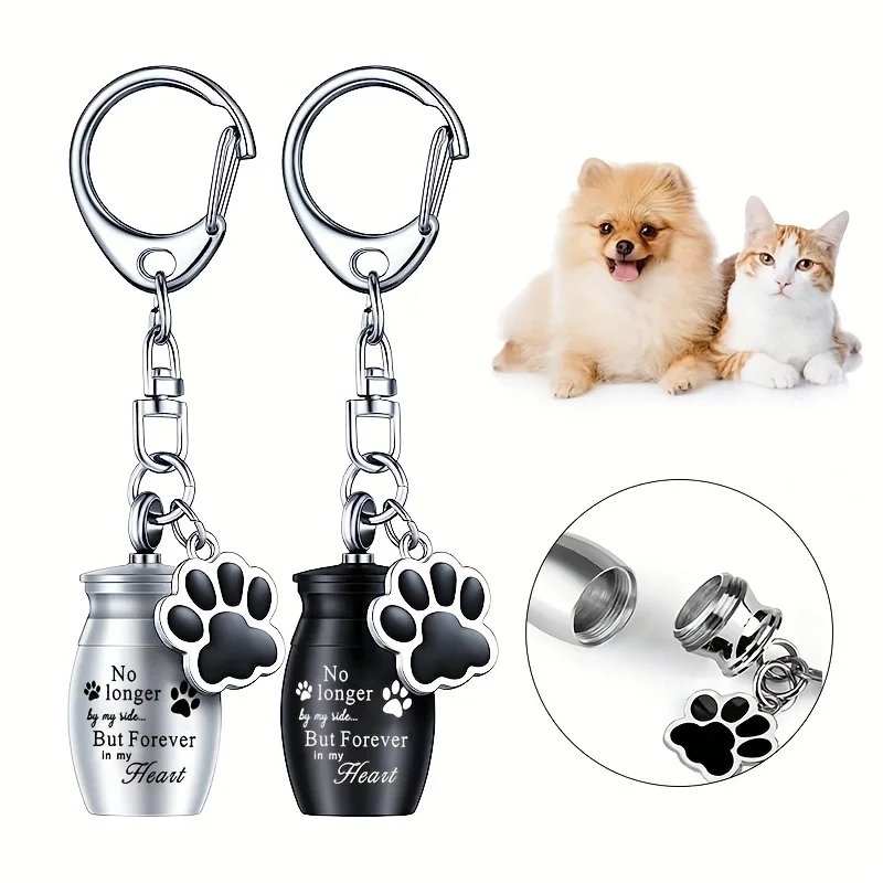 Pet Urns Keychain Dog/Cat for Ashes Cremation Jewelry Paw Print ...