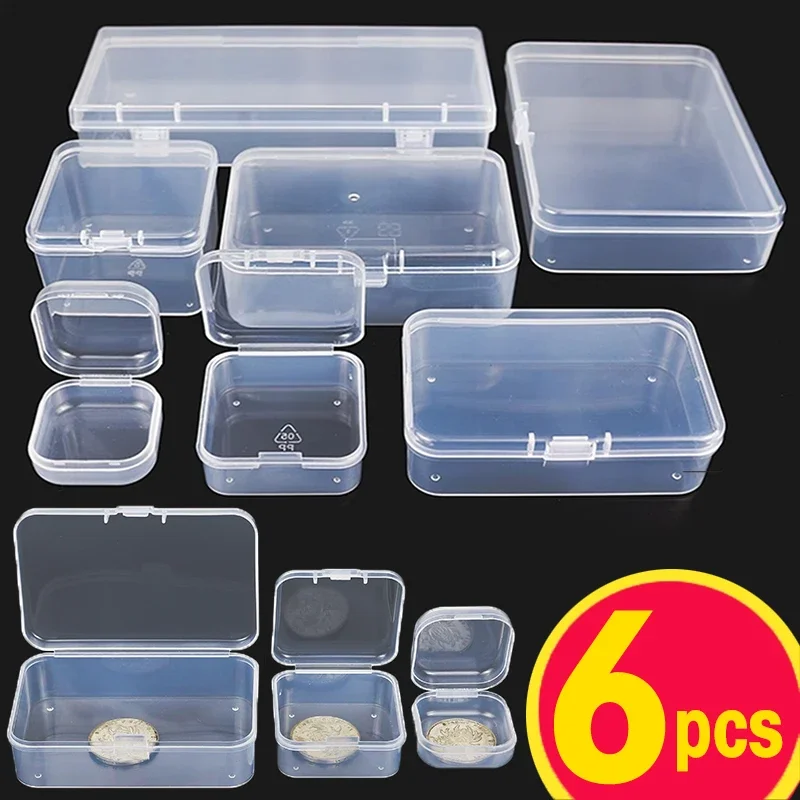 3-6Pcs-Plastic-Box-Rectangular-Box-Translucent-Packing-Box-Storage ...
