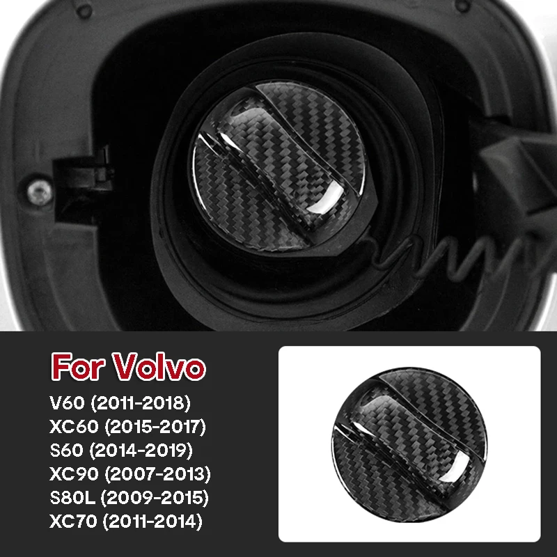 Real Carbon Fiber Fuel Tank Cap Cover Trim Sticker For Volvo V60 XC60 ...