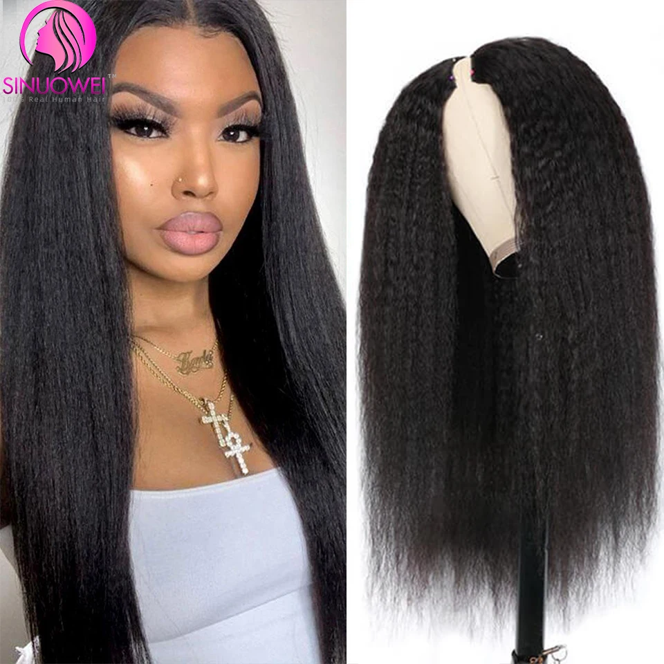 Brazilian U V Part Wig 100% Human Hair No Leave Out Kinky Straight Wig ...