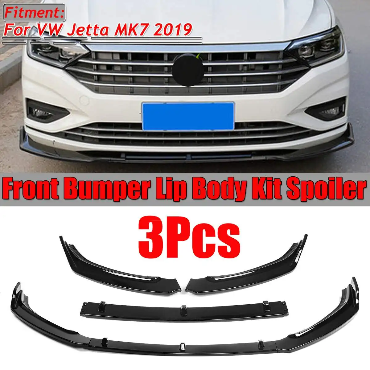 New 3piece Car Front Bumper Splitter Lip Spoiler Deflector Diffuser ...