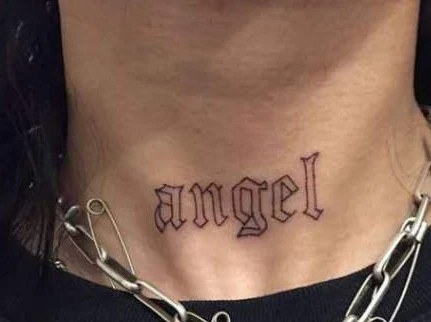 Temporary Tattoo Sticker Waterproof Tattoos Letter "angel" Fake Tatto ...