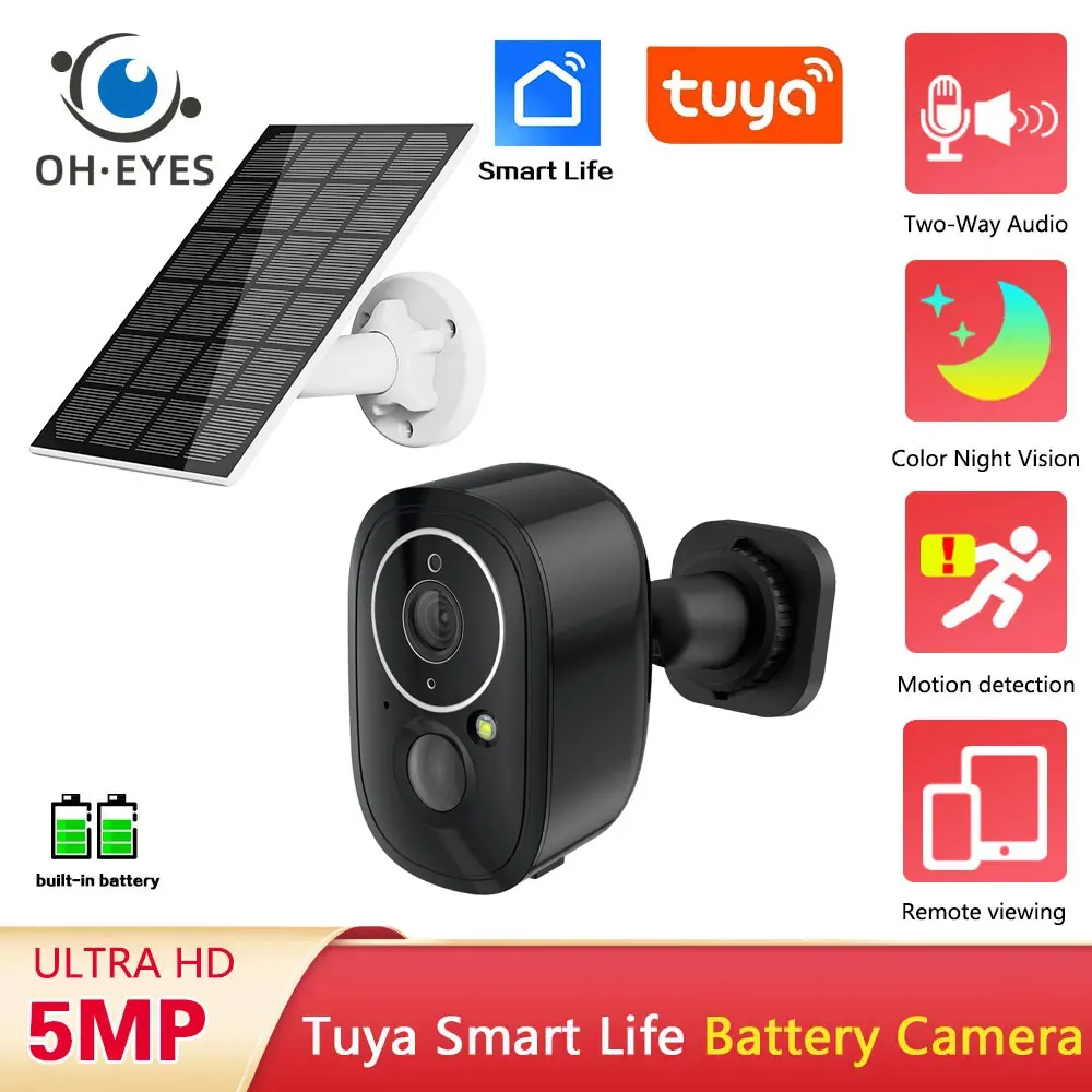 5MP-Tuya-Solar-Wifi-Security-Camera-Outdoor-Battery-Powered-Color-Night ...