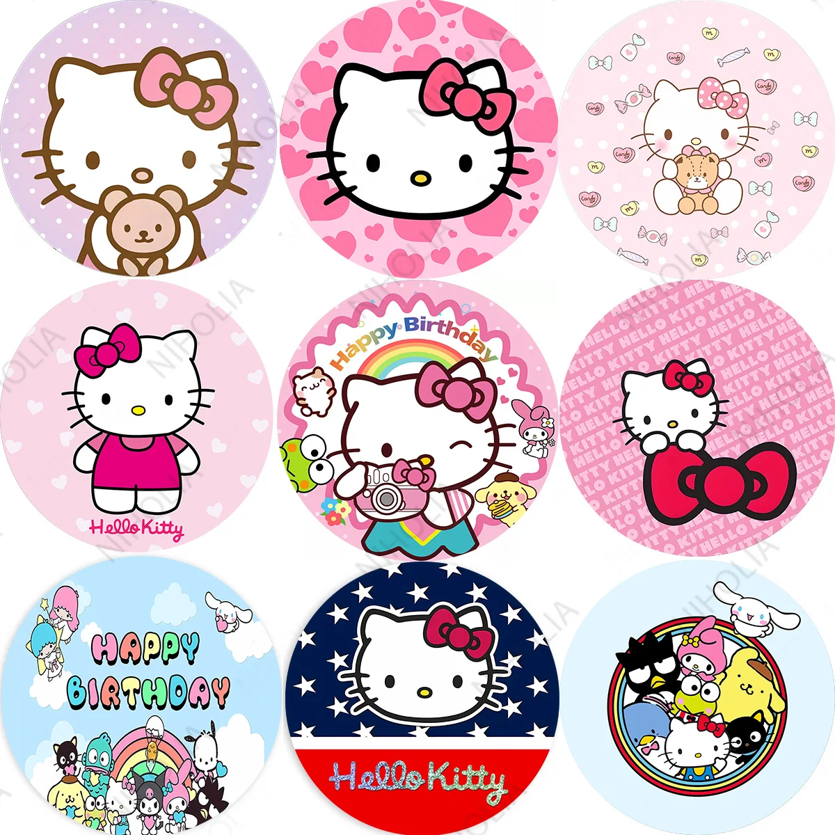Hello-Kitty-Photo-Backdrop-Circle-Cover-Girls-Birthday-Party-Newborn ...